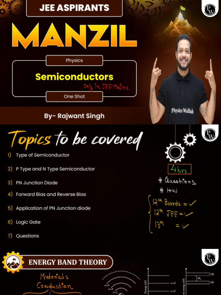 Semiconductor - Class Notes (One Shot) - Manzil JEE 2024 | PDF Semiconductor - Class Notes (One Shot) - Manzil JEE 2024 | PDF