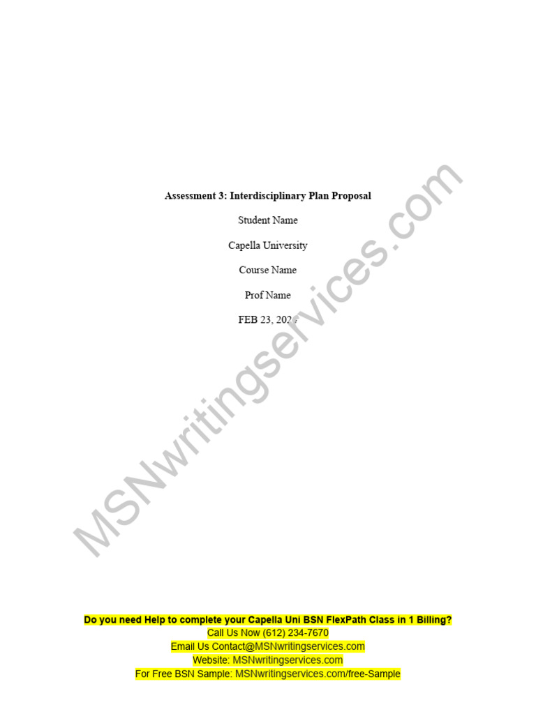 Nurs FPX 4010 Assessment 3 Interdisciplinary Plan Proposal | PDF | Nursing | Health Care