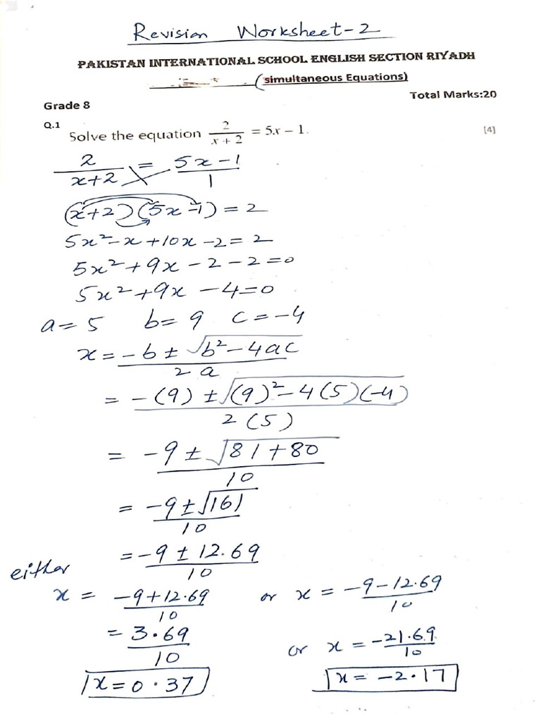 Sol Extra Practice 1D, Simultaneous Equations | PDF
