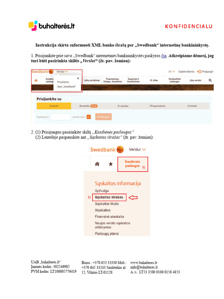 Swedbank Banko Išrašo Instrukcija | PDF
