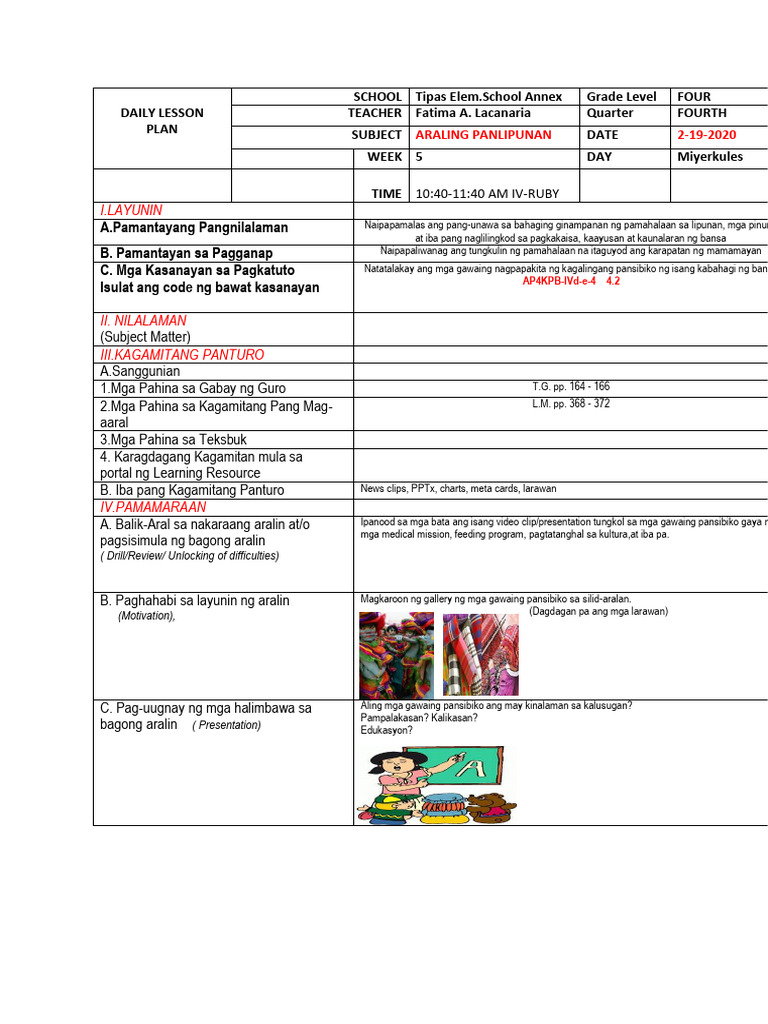 Daily Lesson Plan School Tipas Elem Scho | PDF