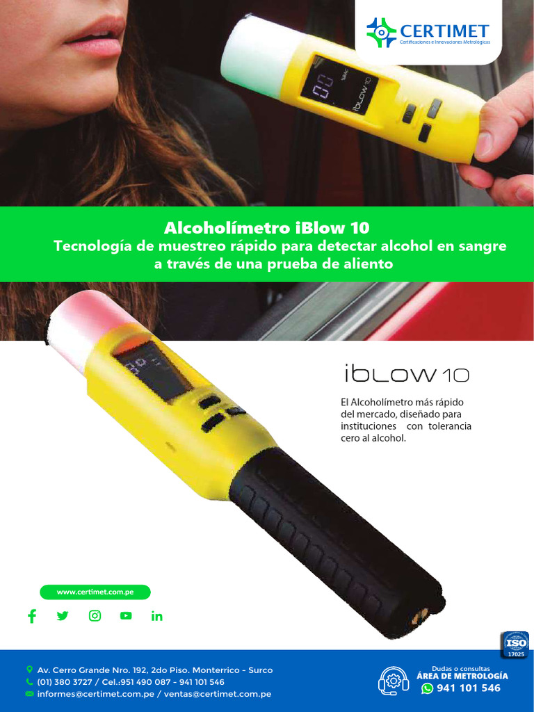 Alcoholímetro iBlow 10: Ficha Técnica | PDF | Calibración