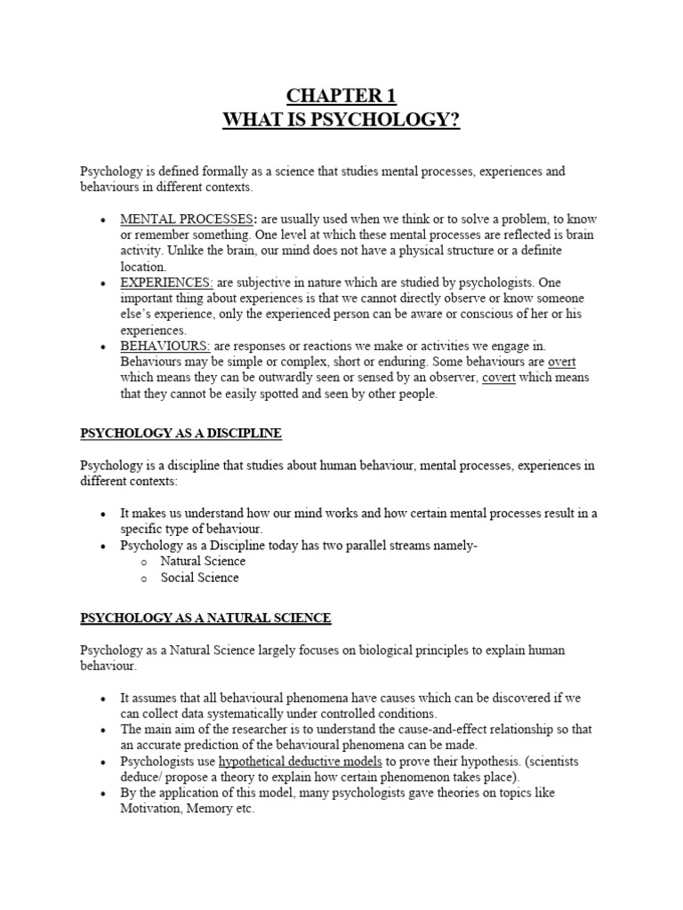 CHAPTER 1 What Is Psychology Grade 11 | PDF | Psychology | Mind