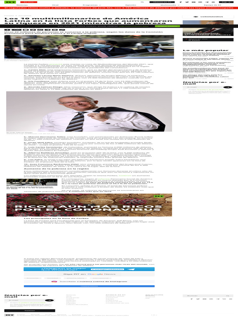 Los 10 Multimillonarios de América Latina en La Lista Forbes Que Aumentaron Su Riqueza en 2021 ...