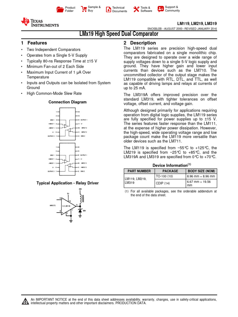 Ti LM319 Datasheet - Retroamplis | PDF | Electrostatic Discharge ...