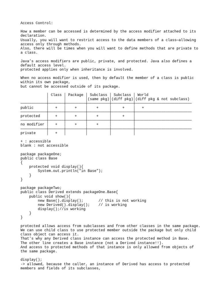 Access Control | PDF | Inheritance (Object Oriented Programming) | Class (Computer Programming)