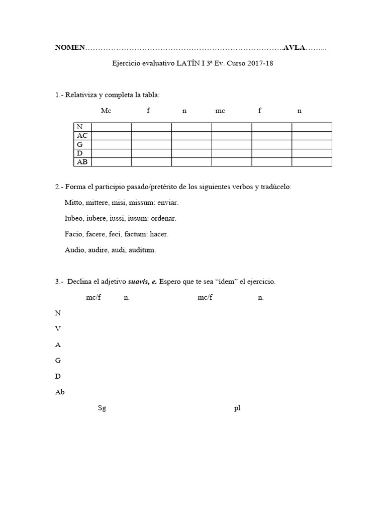 Examen Latin 1 Bach Pdf