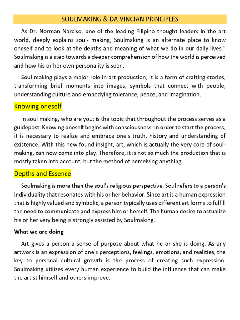 Soulmaking and Da Vincian Principles | PDF | Soul | Perception