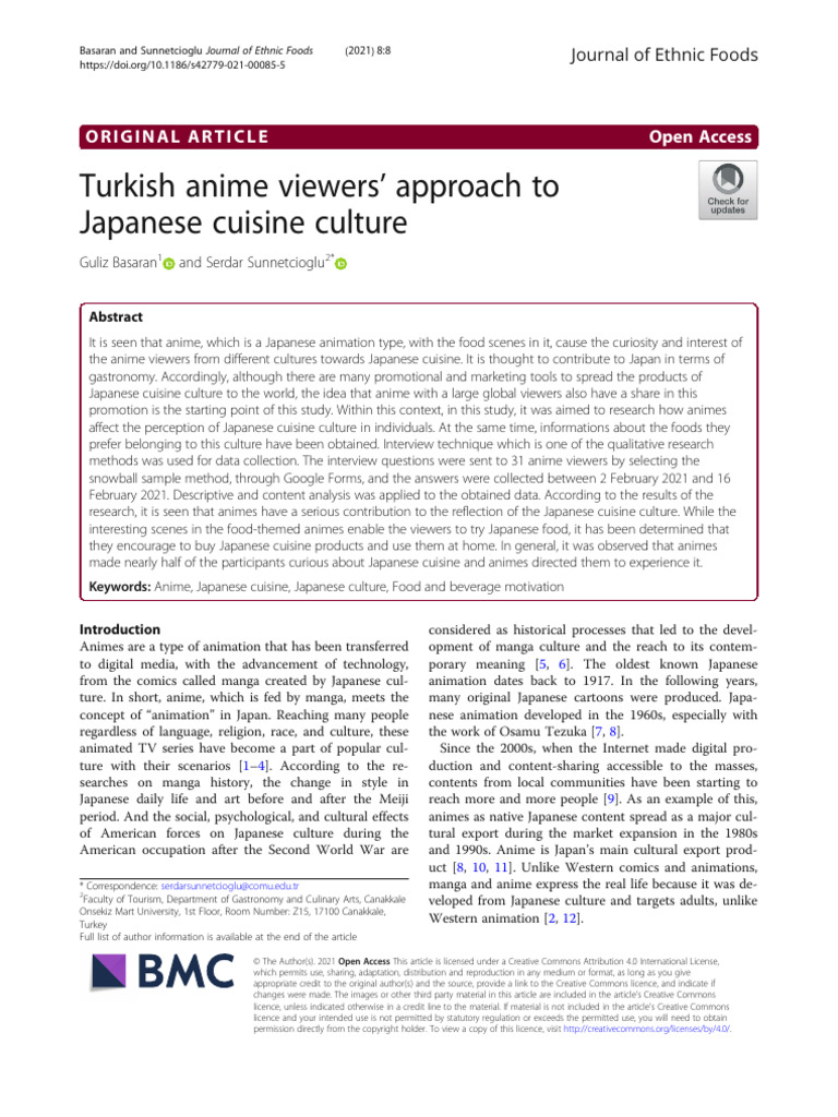Turkish Anime Viewers Approach To Japane | PDF | Japanese Cuisine ...