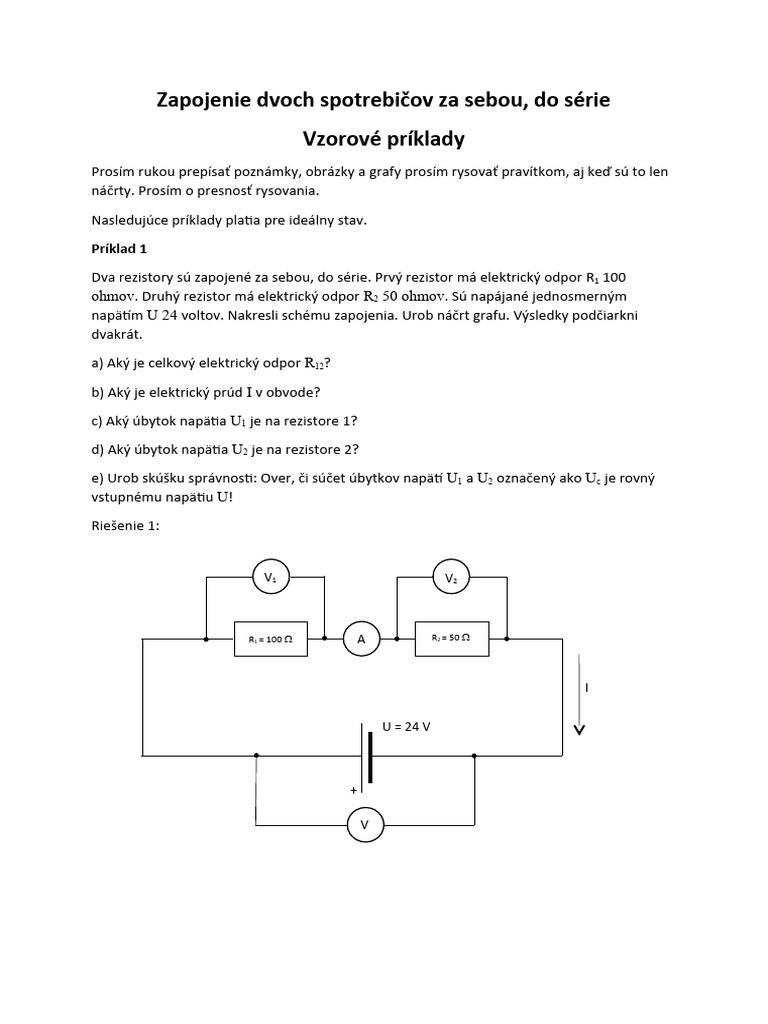 Fyz 9.roč Zapájanie Spotrebičov V Elektrickom Obvode Za Sebou - Vzorové Príklady | PDF