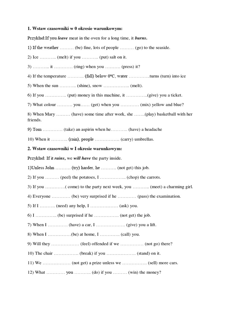 Conditionals Exercises for English Learners | PDF | Home & Garden