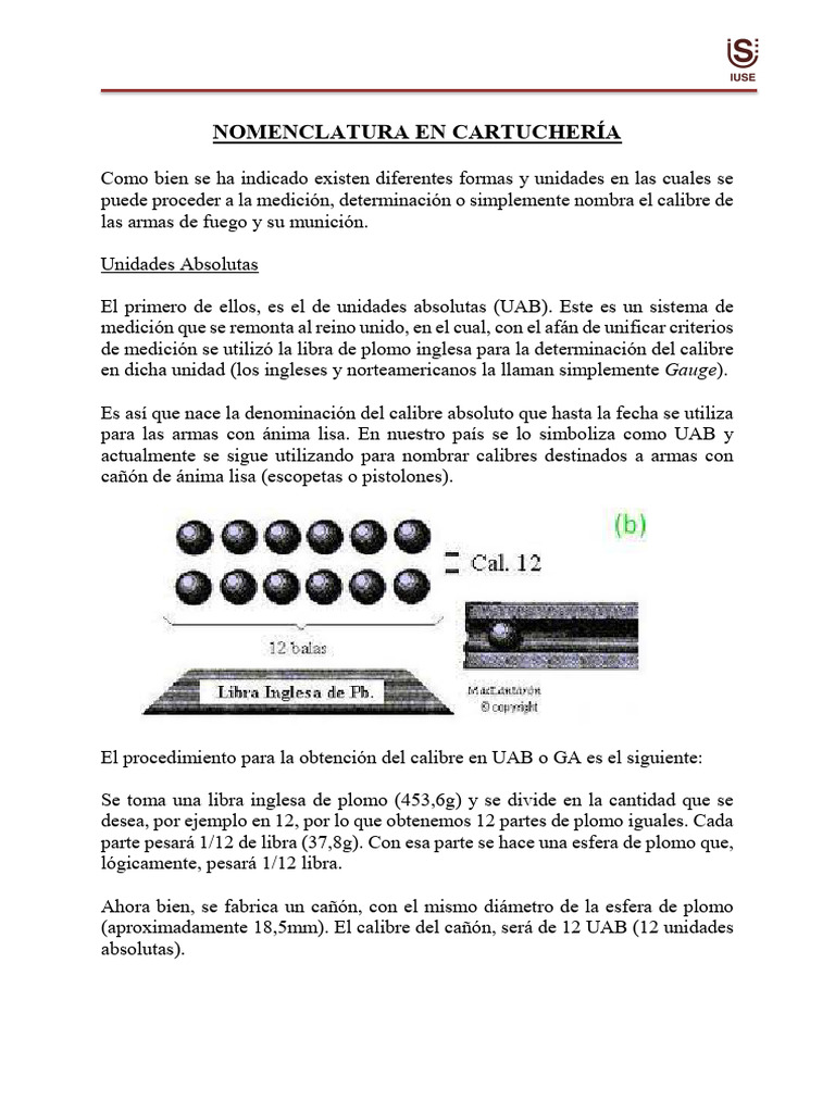 Nomenclatura de Calibres en Cartuchería | PDF | Calibre | Cartucho ...