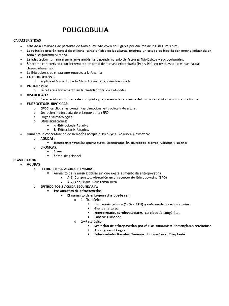 Poliglobulia | PDF | Especialidades Medicas | Fisiología