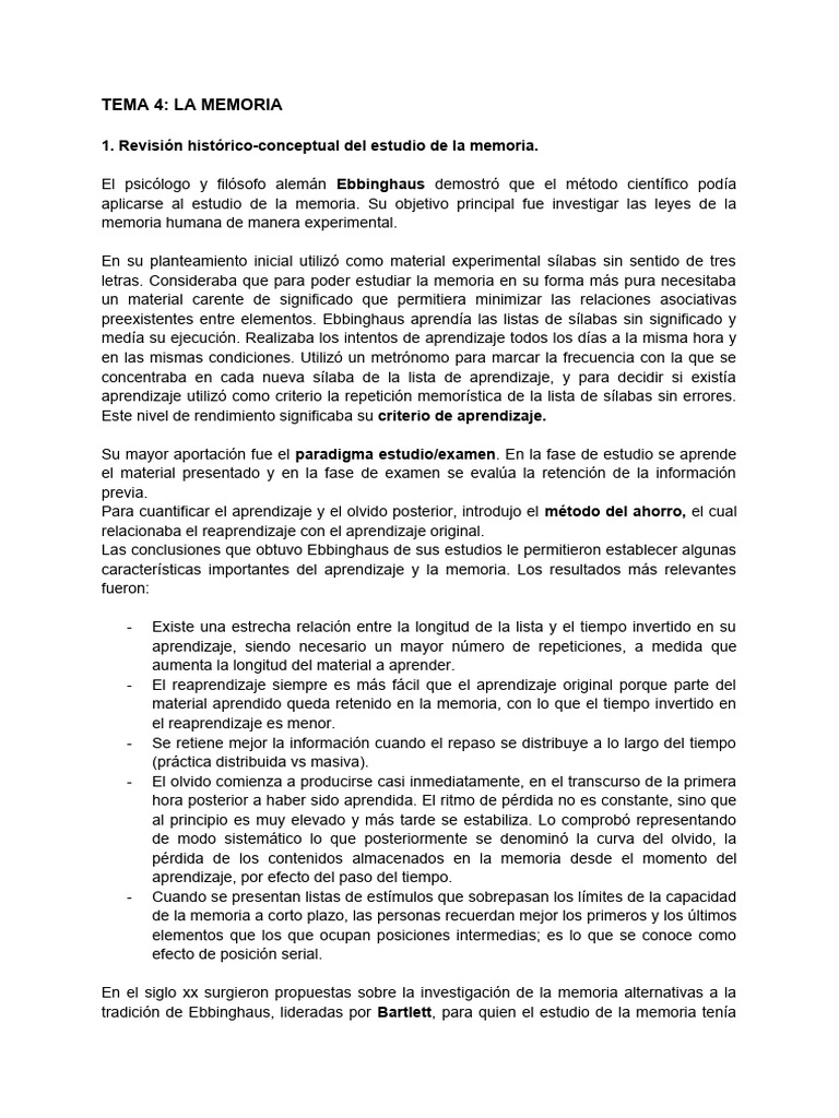 tema 5 la memoria | PDF | Memoria | Memoria de trabajo