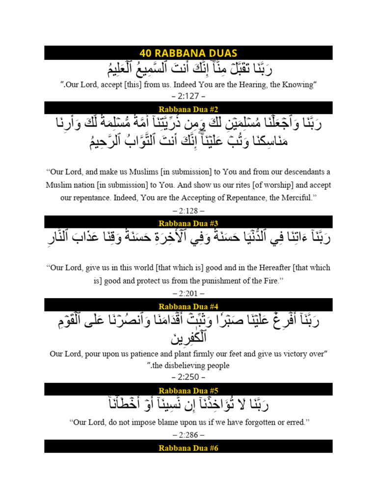 40 Rabbana Duas | PDF | Abrahamic Religions | Religious Belief And Doctrine