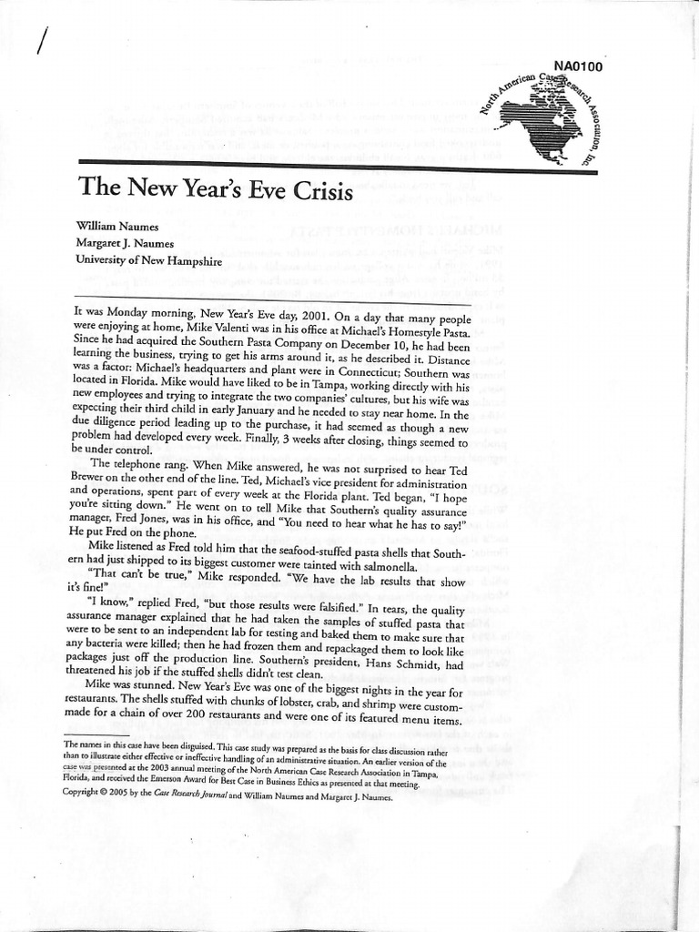 Case - New Year's Eve Crisis | PDF