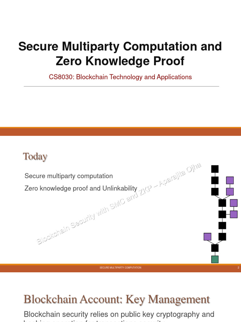 Slide 9 Further On Blockchain Security - SMC and ZKP | PDF | Cryptography | Information Age