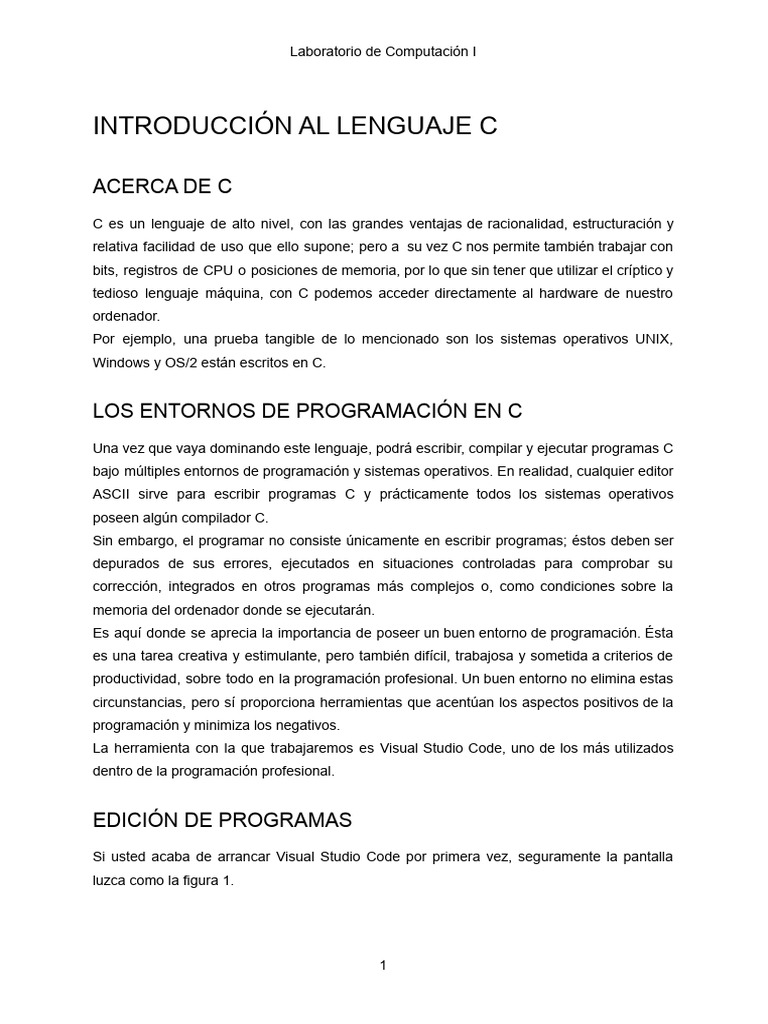 TUP - P1 - Unidad 1 - Introducción Al Lenguaje C | PDF | Lenguaje de programación | Programación ...