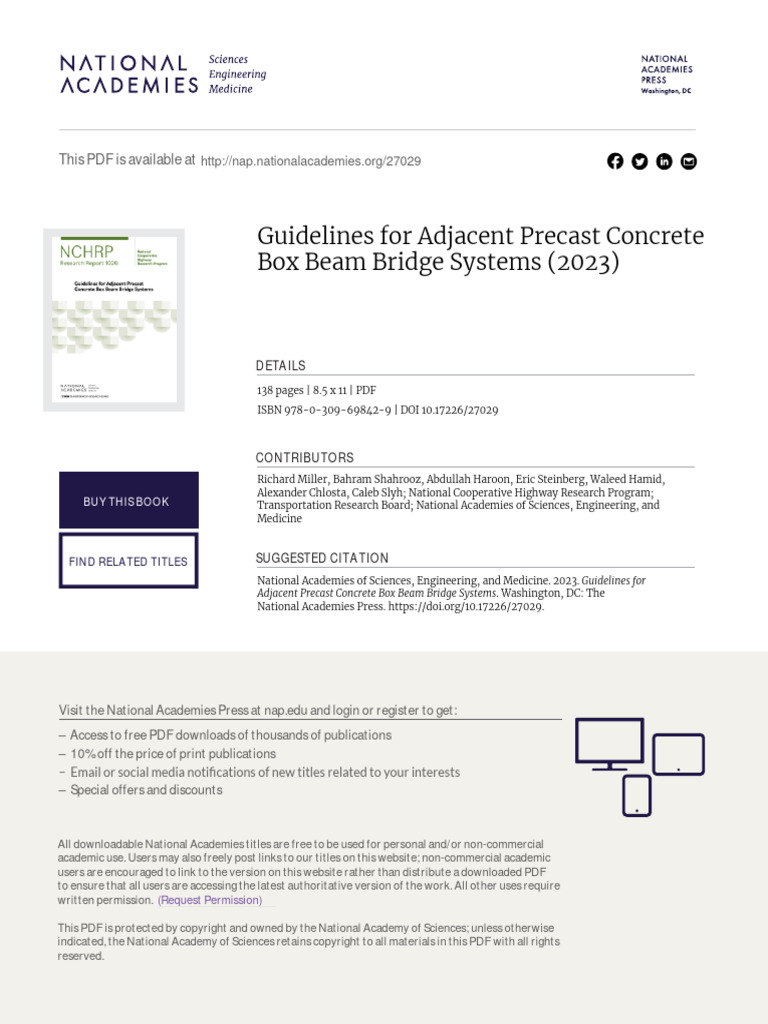 Guidelines For Adjacent Precast Concrete Box Beam Bridge Systems (2023 ...