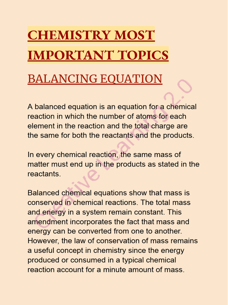 Chemistry Most Important Topics | PDF | Sodium Carbonate | Isomer