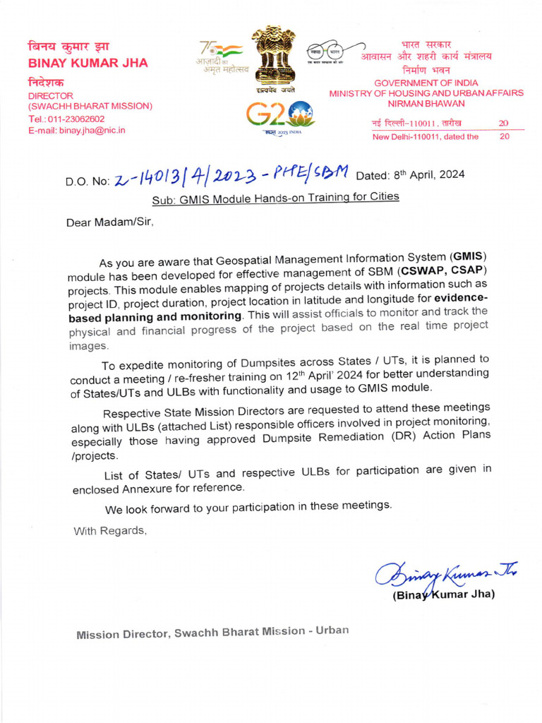 DO Letter for Training 12 Apr2024 With Annexure | PDF | South Asia