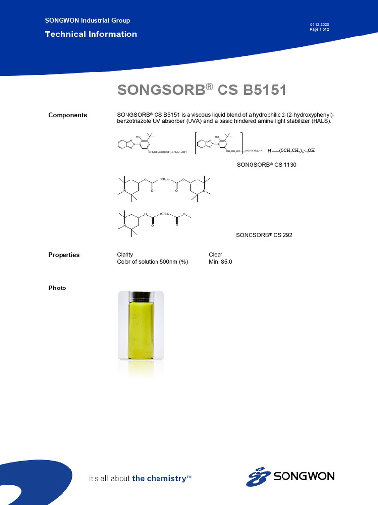 Songsorb Cs 5151 LQ - Tds | PDF | Solvent | Water