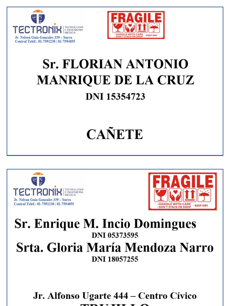 Rotulo para Encomiendas | PDF