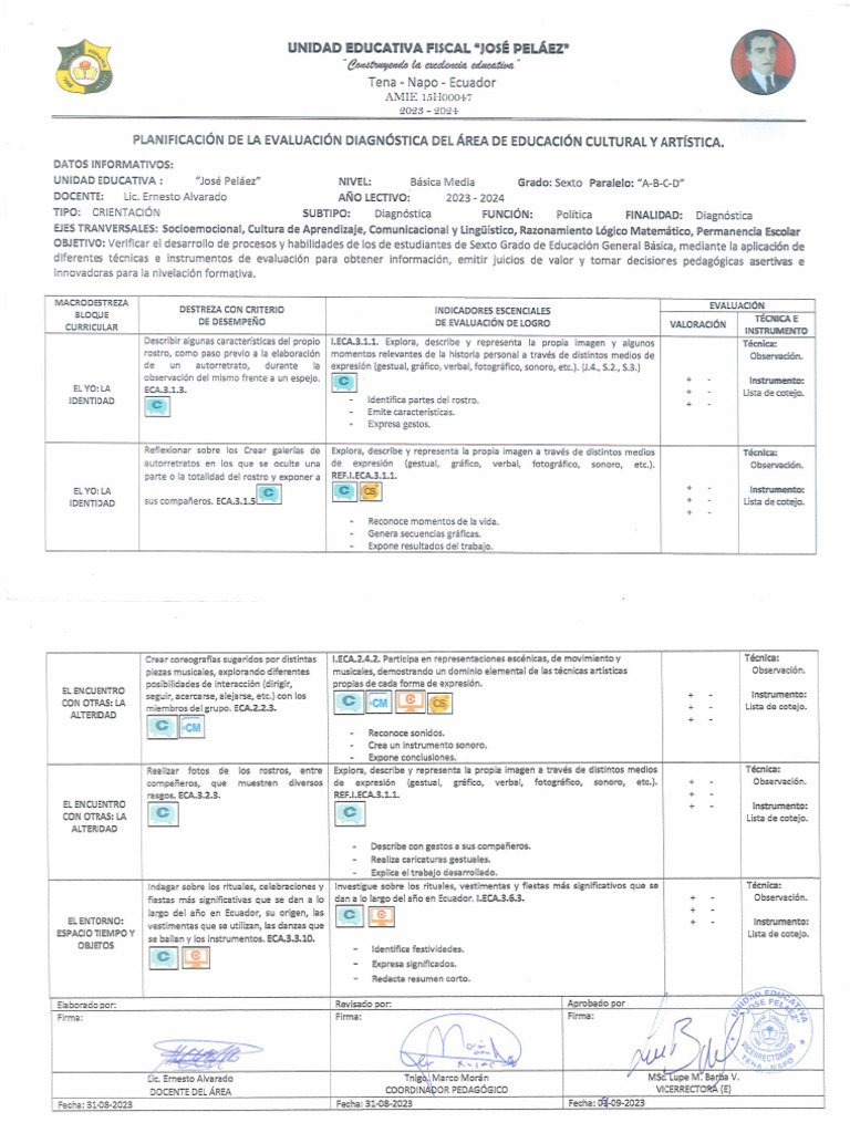 Plan. Eval. Diag. Eca-6to A | PDF