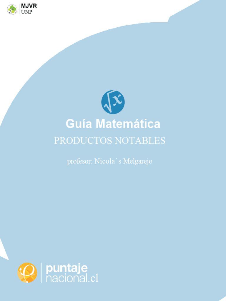 Guía de Productos Notables en Matemáticas | PDF | Multiplicación ...