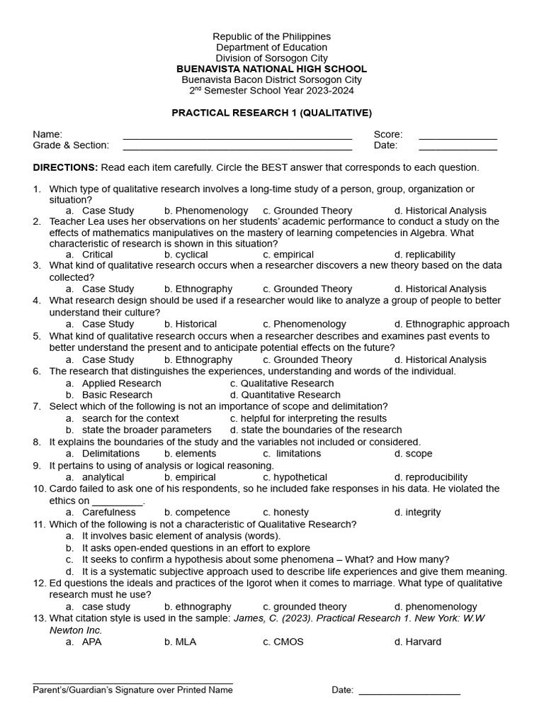 Practical Research 1 | PDF | Qualitative Research | Ethnography Practical Research 1 | PDF | Qualitative Research | Ethnography