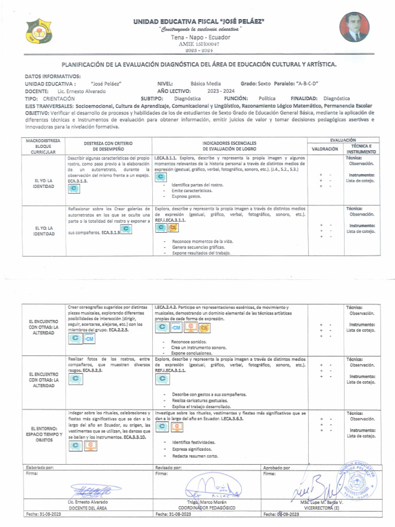 PLAN. EVAL. DIAG. ECA-6TO C | PDF