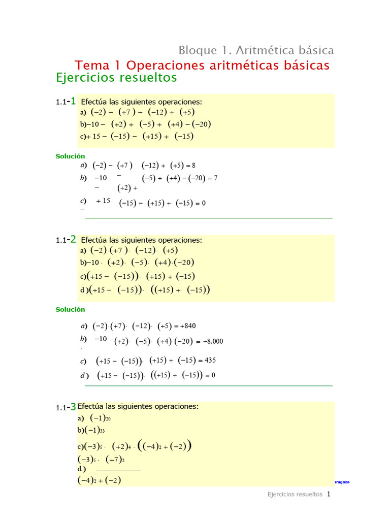 resueltos suma y resta de operaciones basicas | PDF | Matemáticas | Aritmética