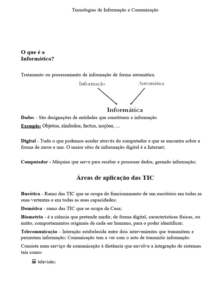 Aula Nº1.1 TIC - Áreas de Aplicação | PDF | Armazenamento de dados de ... Aula Nº1.1 TIC - Áreas de Aplicação | PDF | Armazenamento de dados de ...