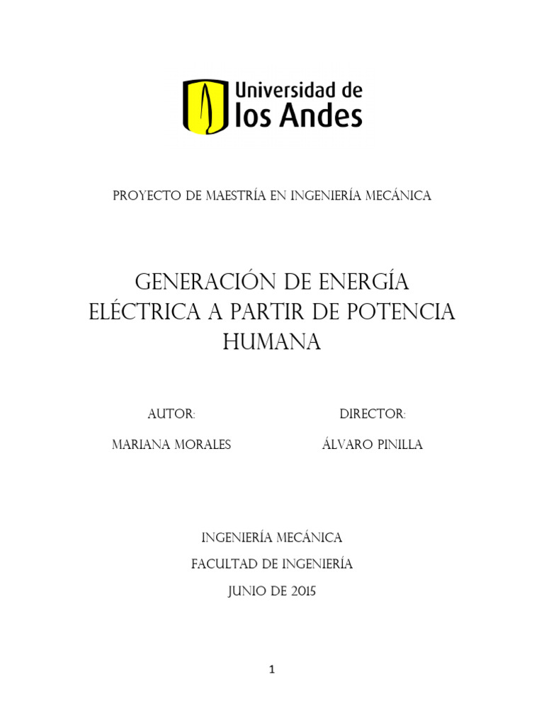 Generación de Energía Eléctrica A Partir de Potencia Humana: Proyecto ...
