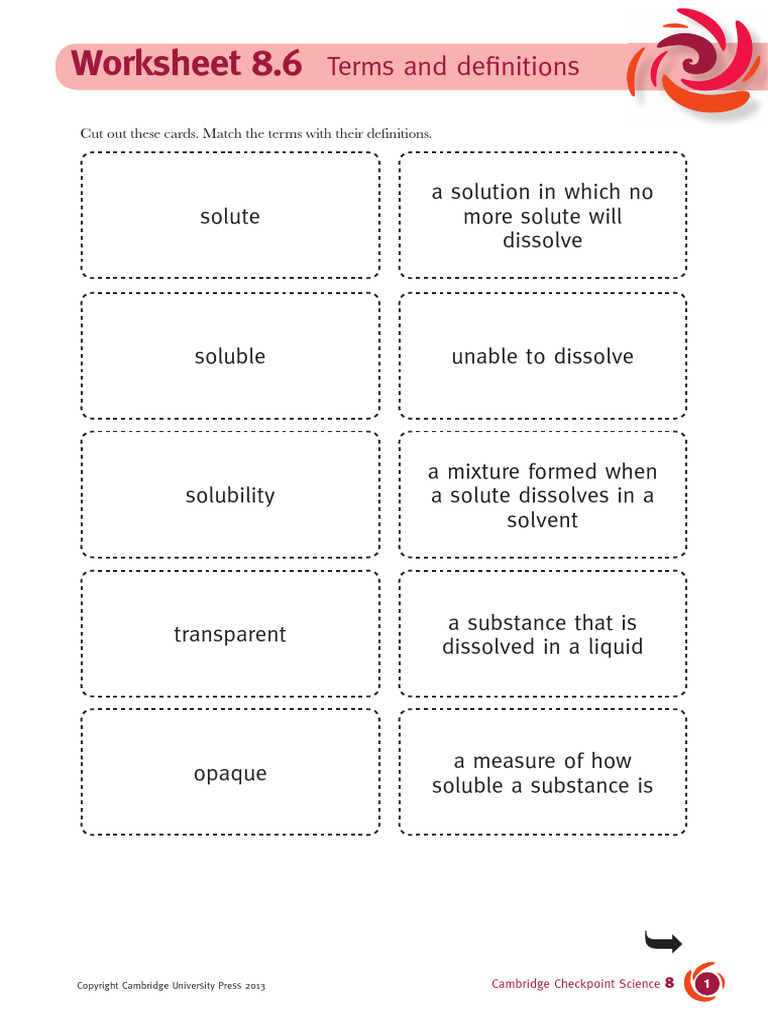 Worksheet - 8.6 Year 8 Science | PDF