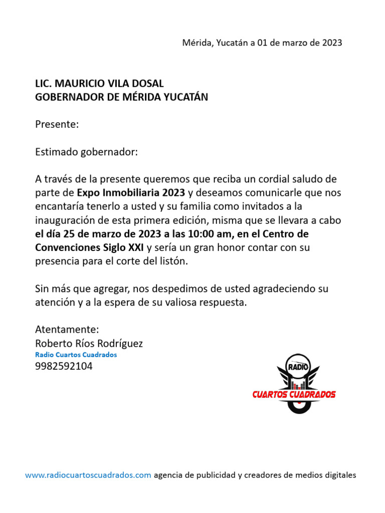 Carta de Invitacion A Corte de Liston Gobernador | PDF | Hogar ...