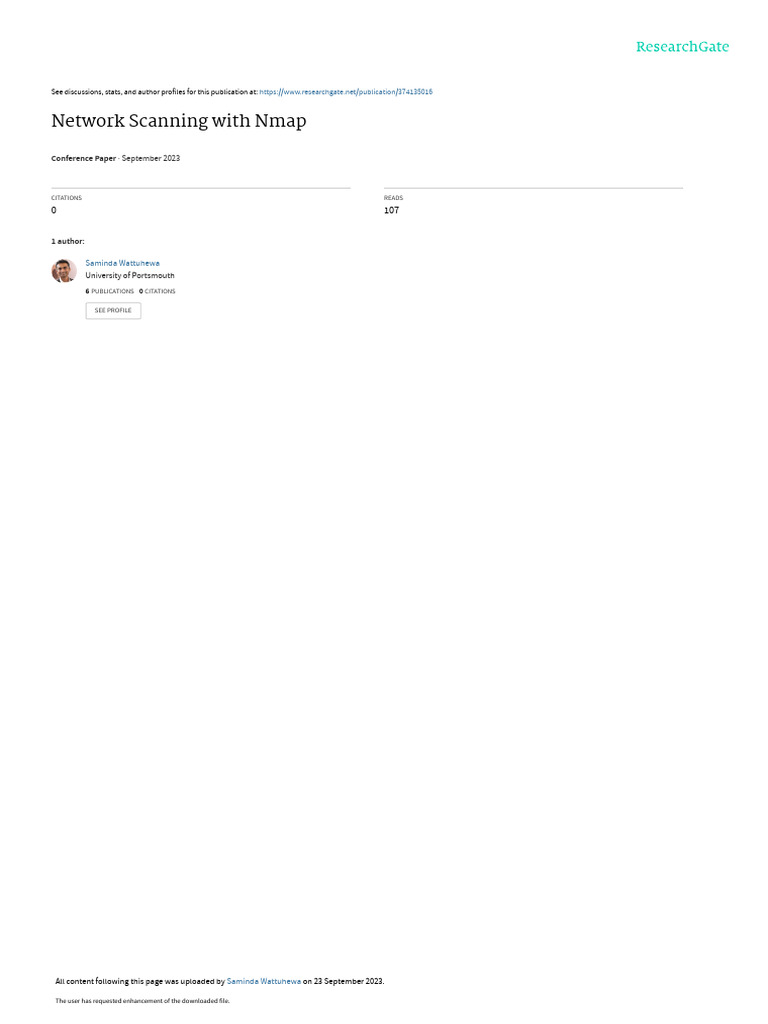 Network Scanningwith Nmap | PDF | Transmission Control Protocol | Port (Computer Networking)