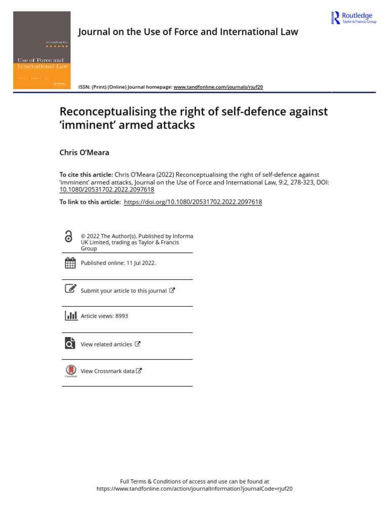 Reconceptualising the right of self-defence against imminent armed ...