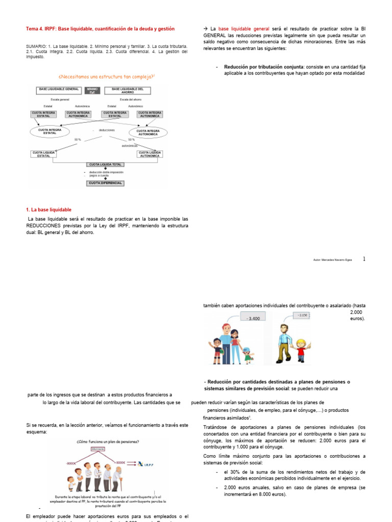 IRPF: Base Liquidable y Cuota Tributaria | PDF | Impuestos | Pensión