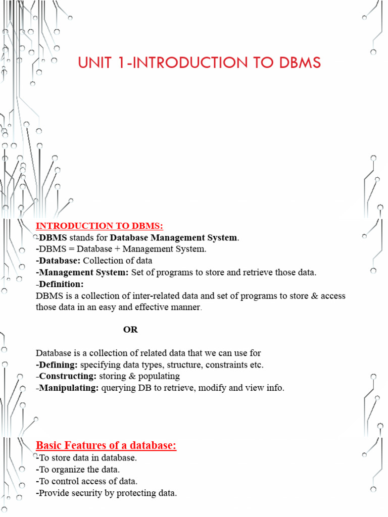 Chapter 1. INTRODUCTION TO DBMS | PDF | Databases | Database Schema