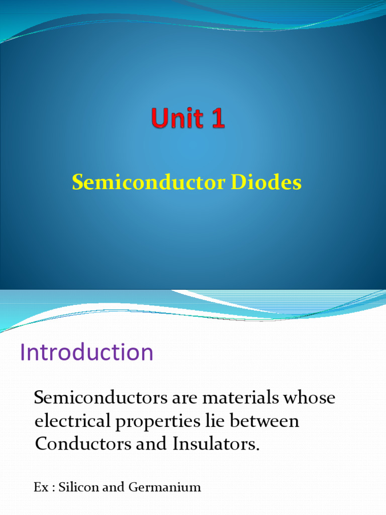 Unit 1 Semiconductor Devices | PDF | P–N Junction | Diode