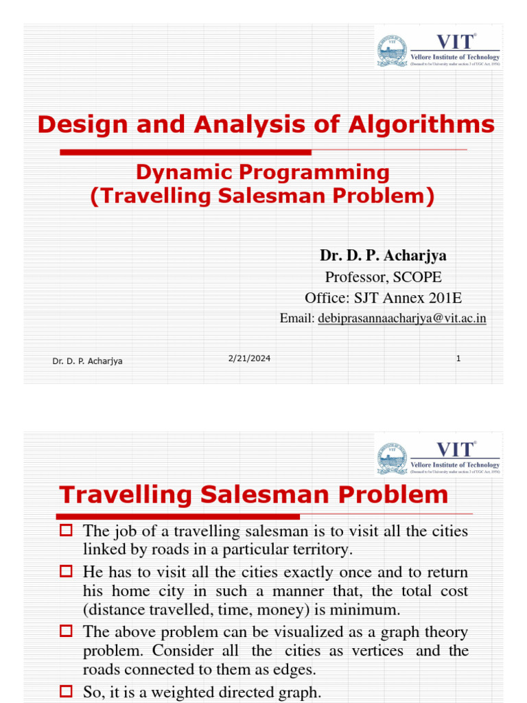 13 Dynamic Programming - TSP | PDF | Vertex (Graph Theory) | Algorithms