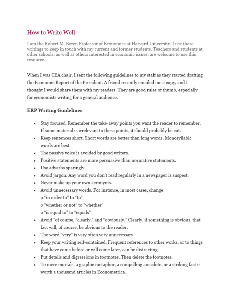 How To Write Well - Greg Mankiw | PDF | Linguistics | Languages