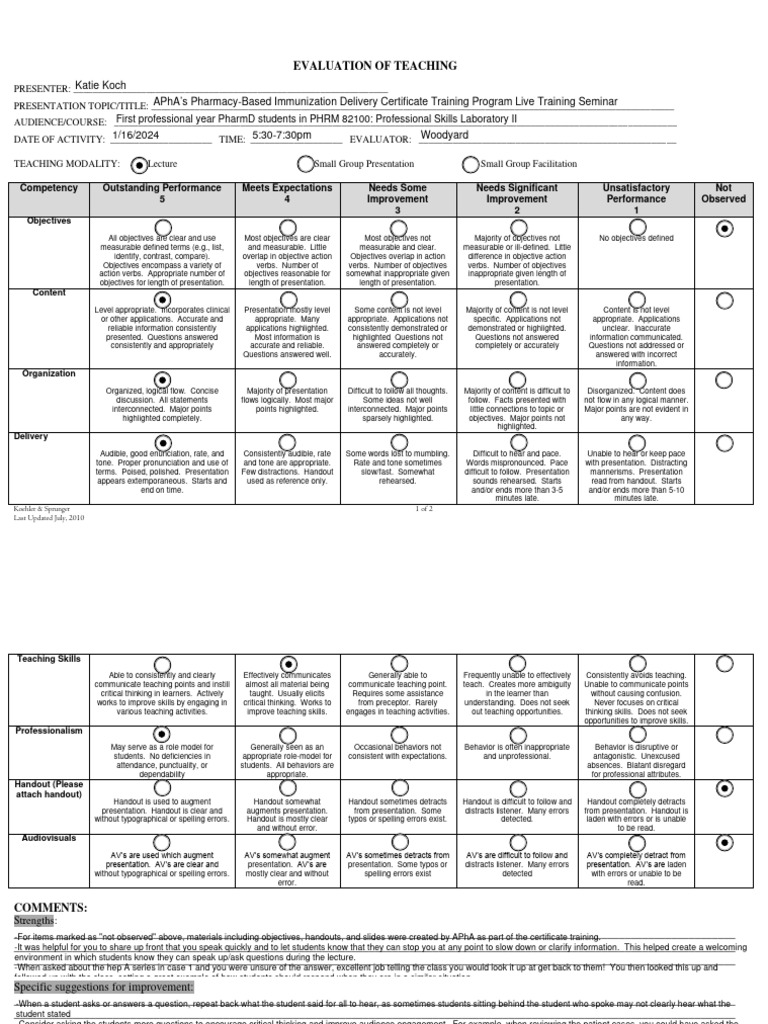 koch immunization seminar evaluation 1 | PDF | Cognition | Human Communication