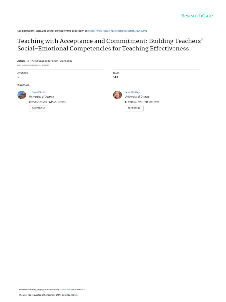 Teaching With Acceptance and Commitment | PDF | Attachment Theory | Thought