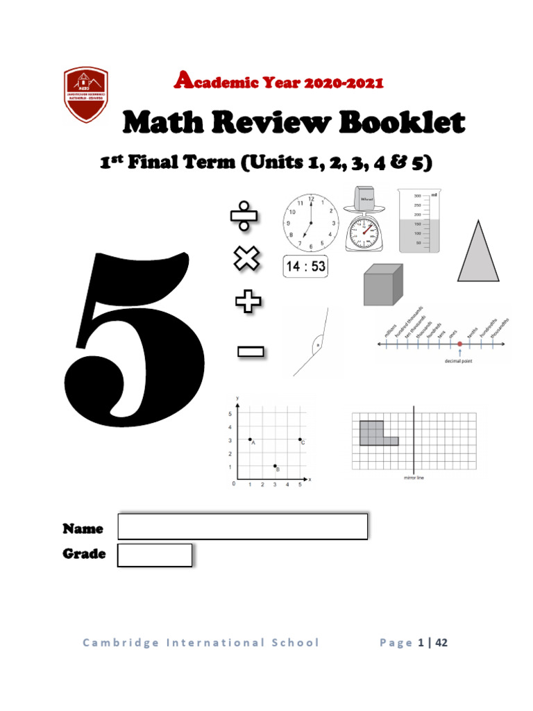 Key Answer Stage 5 Math Term 1 Final Review Pack | PDF | Numbers | Arithmetic