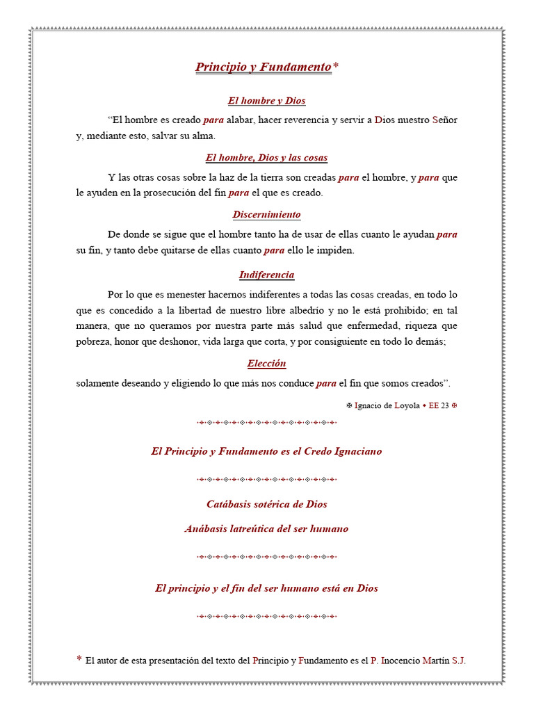 Principio y Fundamento 2014 | PDF | Amor | Dios