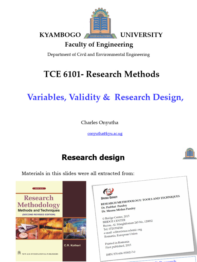 Lecture 5-6 Research Design Variable & Validity | PDF | Validity (Statistics) | Experiment