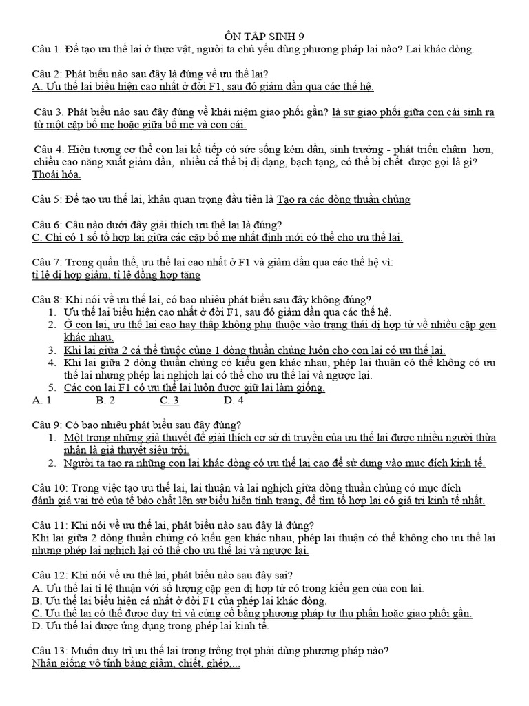 ÔN TẬP SINH 9 HKII 23-24 | PDF