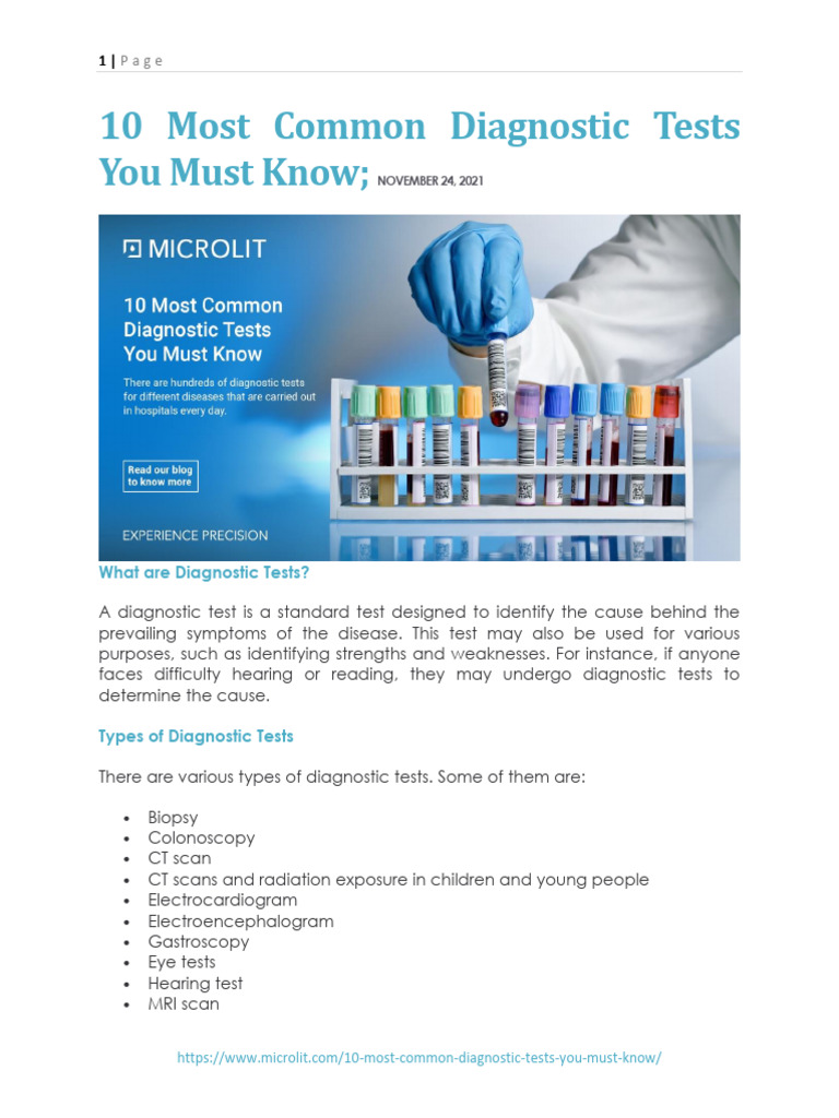 10 Most Common Diagnostic Tests You Must Know | PDF | Magnetic ...